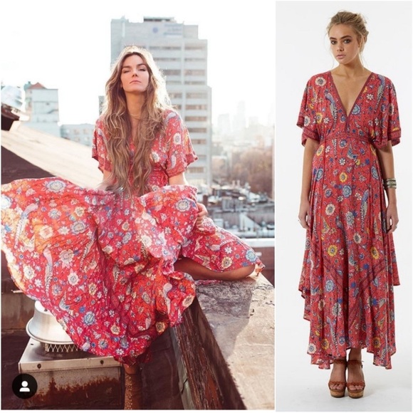 Spell | Dresses | Spell Designs Lovebird Half Moon Gown Rose Red Small ...